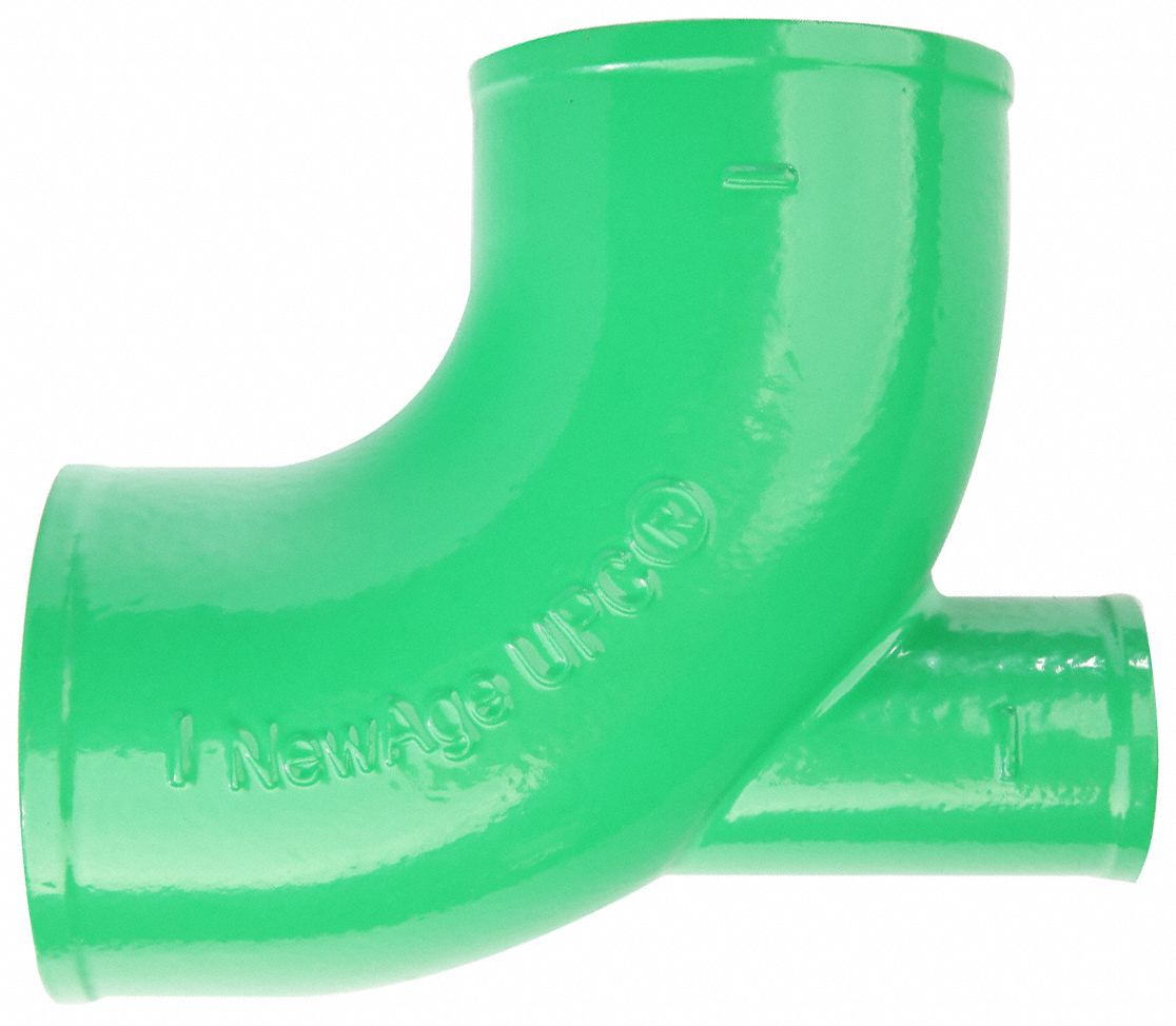 Cast Iron, 3 in x 3 in x 2 in Fitting Pipe Size, 90° Bend with Side ...
