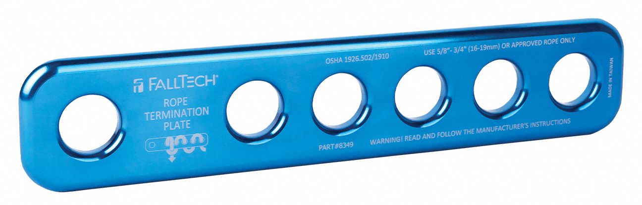 FALLTECH, Blue, Aluminum, Rope Termination Plate - 60XH67|8349 - Grainger
