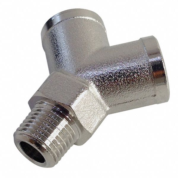 Nickel-Plated Brass, 3/8 in x 3/8 in x 3/8 in Fitting Pipe Size, Female x Male Wye Connector ...