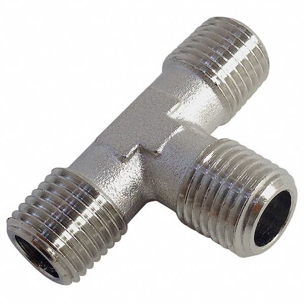 Nickel-Plated Brass, 3/8 in x 3/8 in x 3/8 in Fitting Pipe Size, Male Tee - 60XL77|0927 00 17 ...