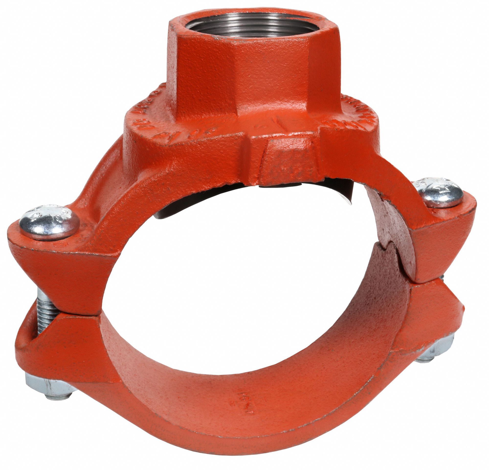 Galvanized Ductile Iron, 2 in x 2 in x 1 in Fitting Pipe Size, Clamp-T ...