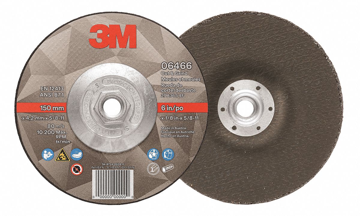 3M CUBITRON II, Type 27, 6" x 1/8" x 5/8"-11, Abrasive Cut-Off Wheel ...