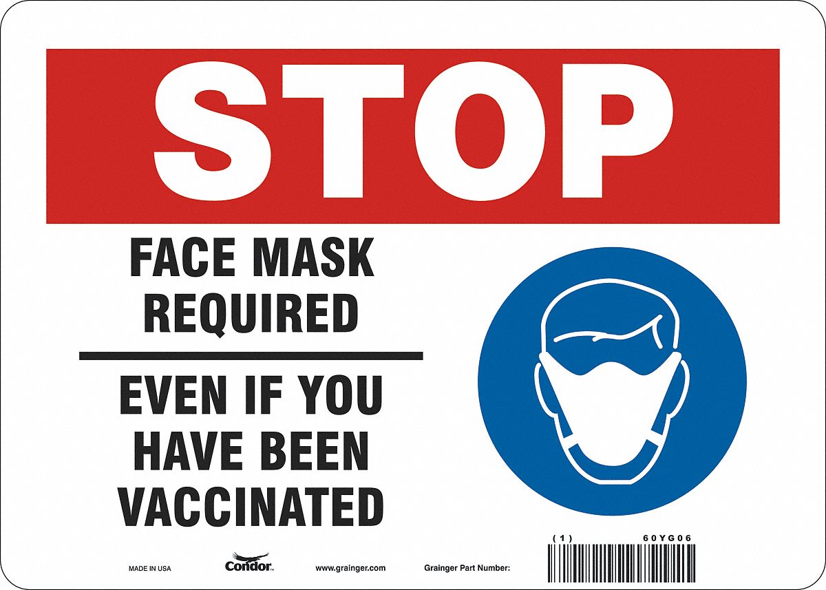 Polyethylene, White, Facemask Reminder Safety Sign - 60YG06|60YG06 ...