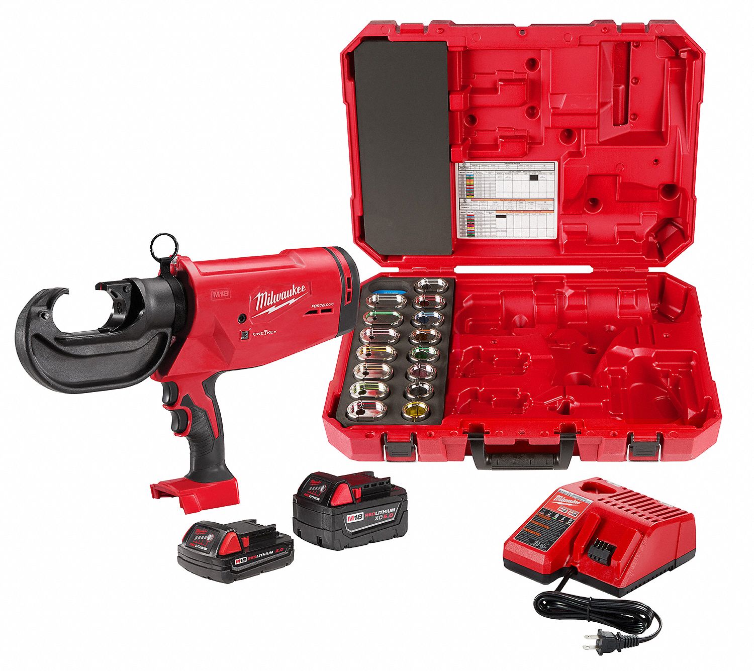 MILWAUKEE Cordless Crimping Tool Kit: 12 ton Max. Crimping Force, U ...