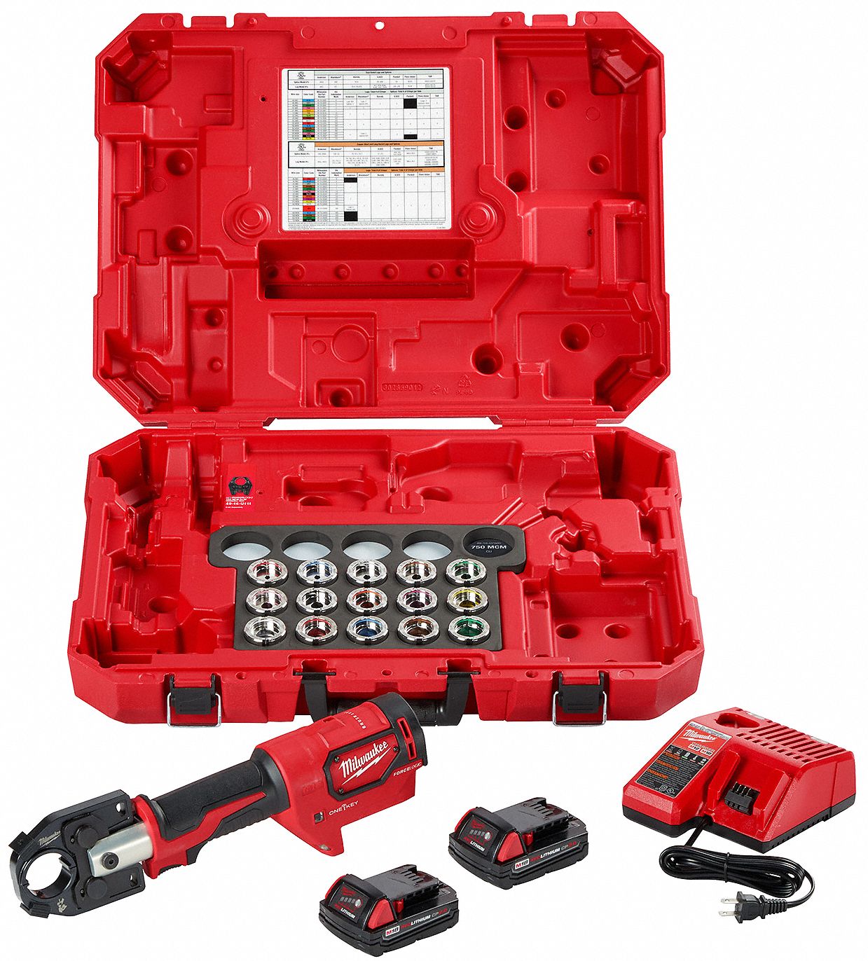 MILWAUKEE Cordless Crimping Tool Kit: 6 ton Max. Crimping Force, U ...