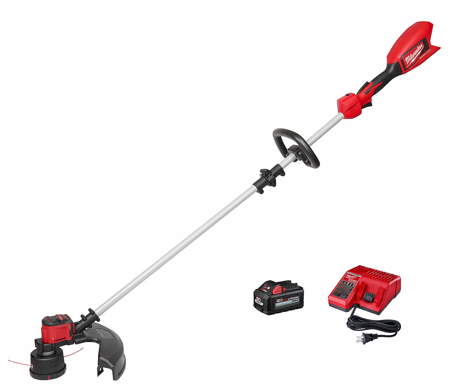 MILWAUKEE, 16 in Cutting Wd, Straight Shaft, Battery-Powered String ...