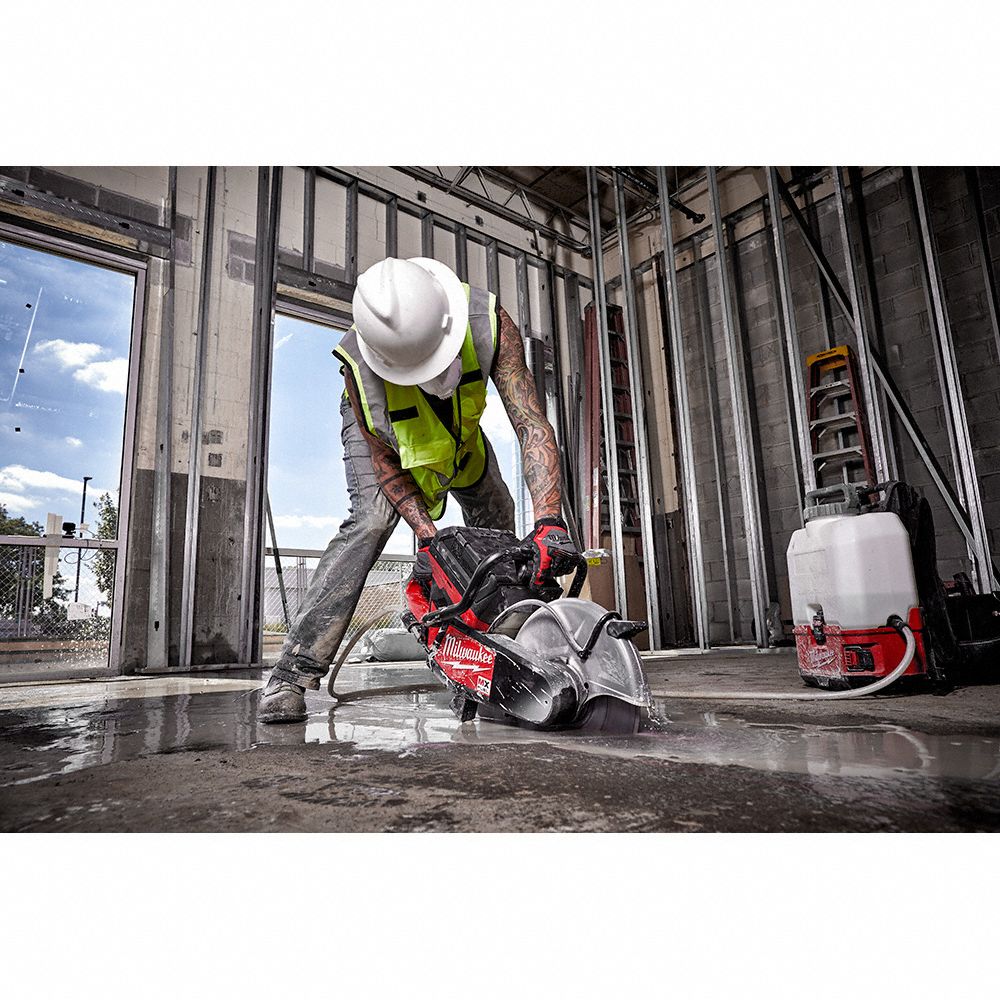 MILWAUKEE Handheld Concrete Saw: 14 in Blade Dia., Wet/Dry, 5 in Max ...
