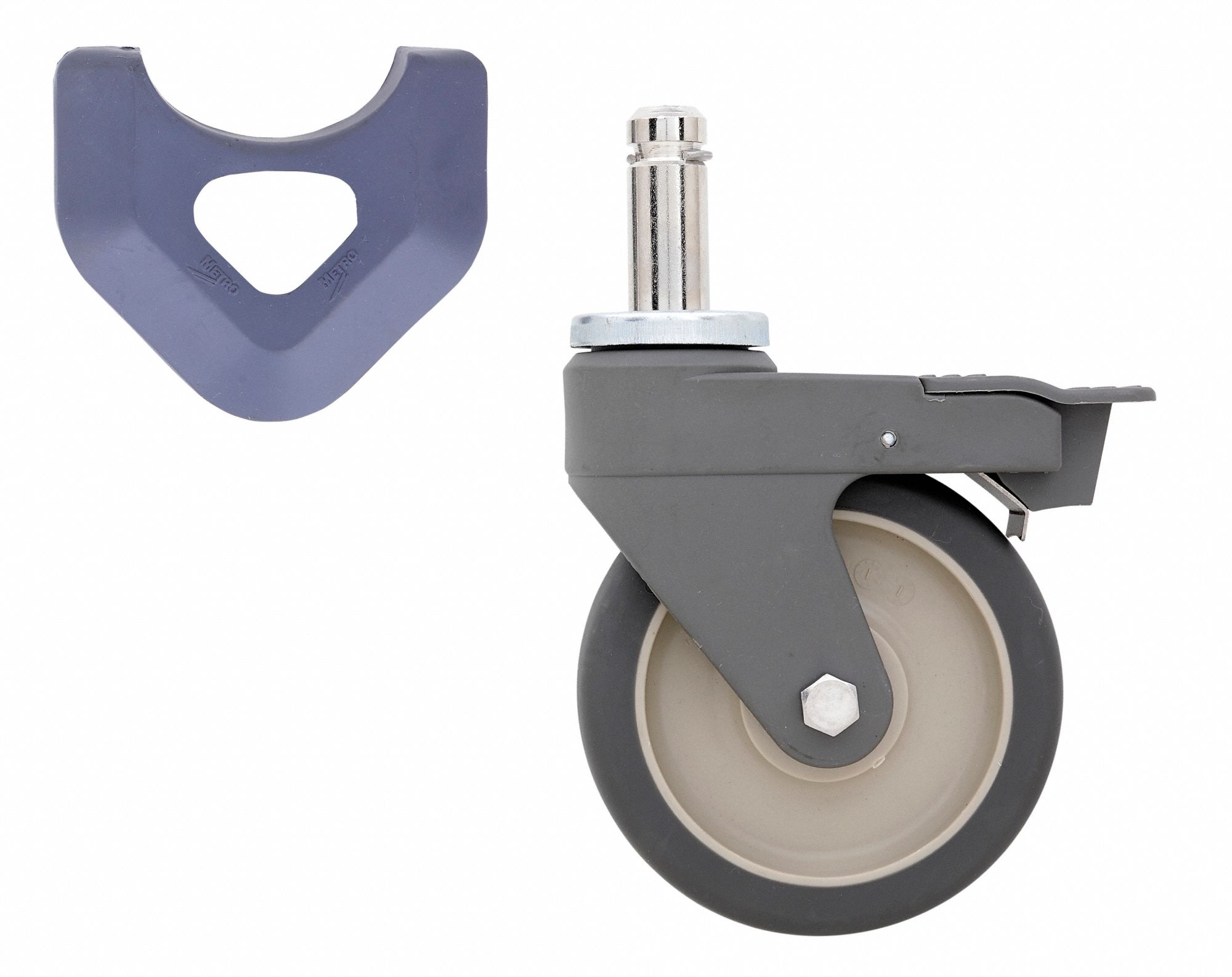 METRO STEM CASTER,NICKEL-PLATED,8 9/16 IN H - Plastic Shelving Casters ...