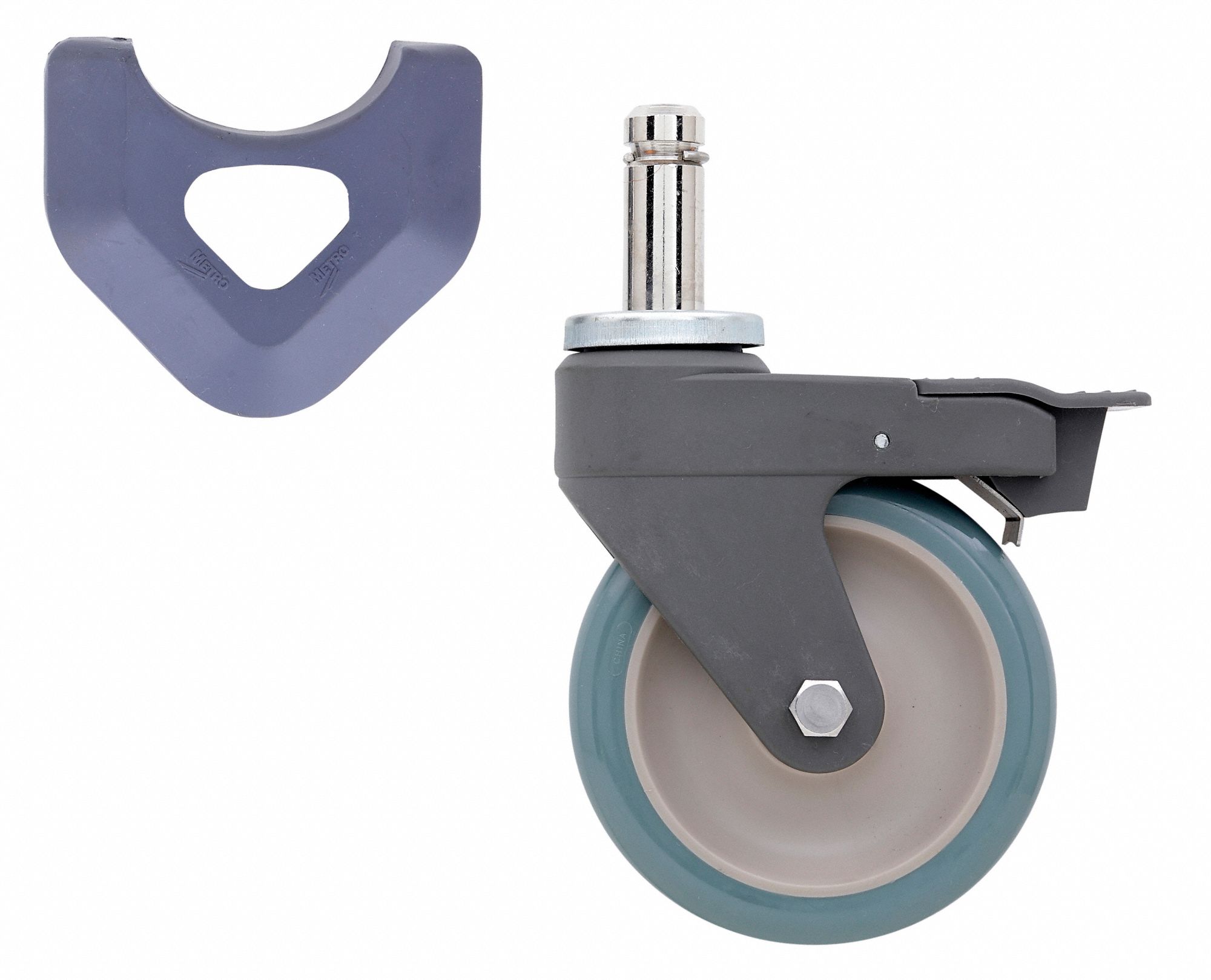 METRO STEM CASTER,NICKEL-PLATED,8 9/16 IN H - Plastic Shelving Casters ...