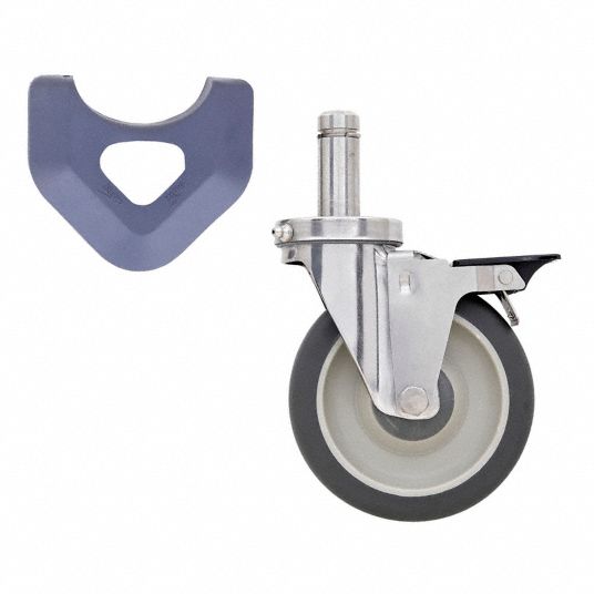 METRO, 5 in Caster Wheel Dia, Swivel with Brake, Swivel/Brake Stem ...
