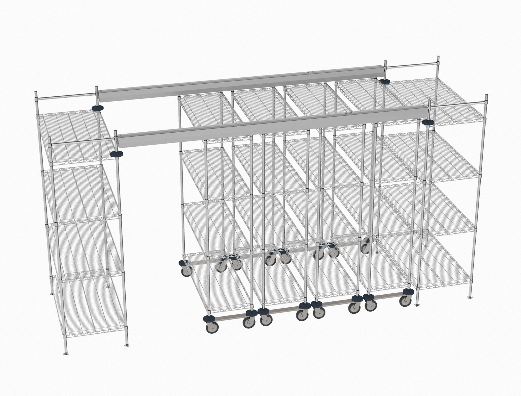 METRO, 114 in Track Lg, 48 in Overall Wd, Overhead Track Shelving ...