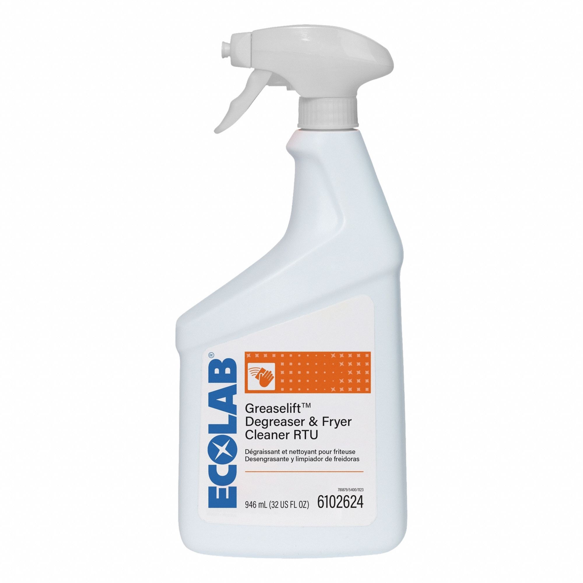 ECOLAB, Trigger Spray Bottle, 32 oz, Degreaser and Fryer Cleaner ...