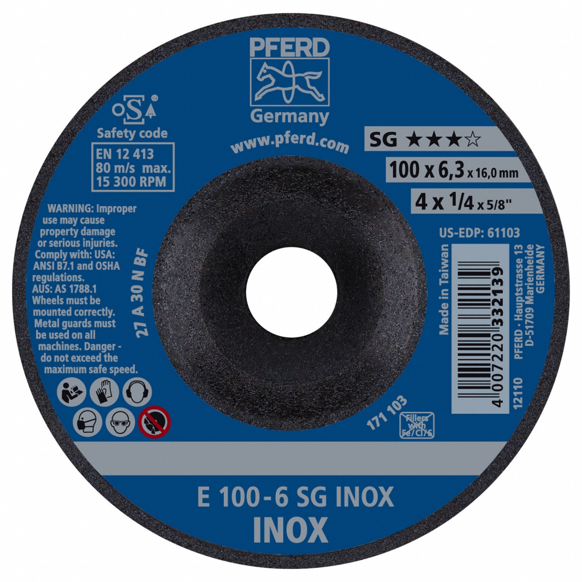 PFERD, Grinding Wheel,T27,4" x 1/4" - 216M10|61103 - Grainger