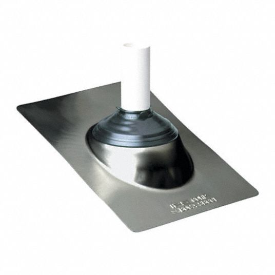 Rectangular Base, 3 in Max Pipe, 14.5"H 10.75"W Steel Galv Base Flshng ...