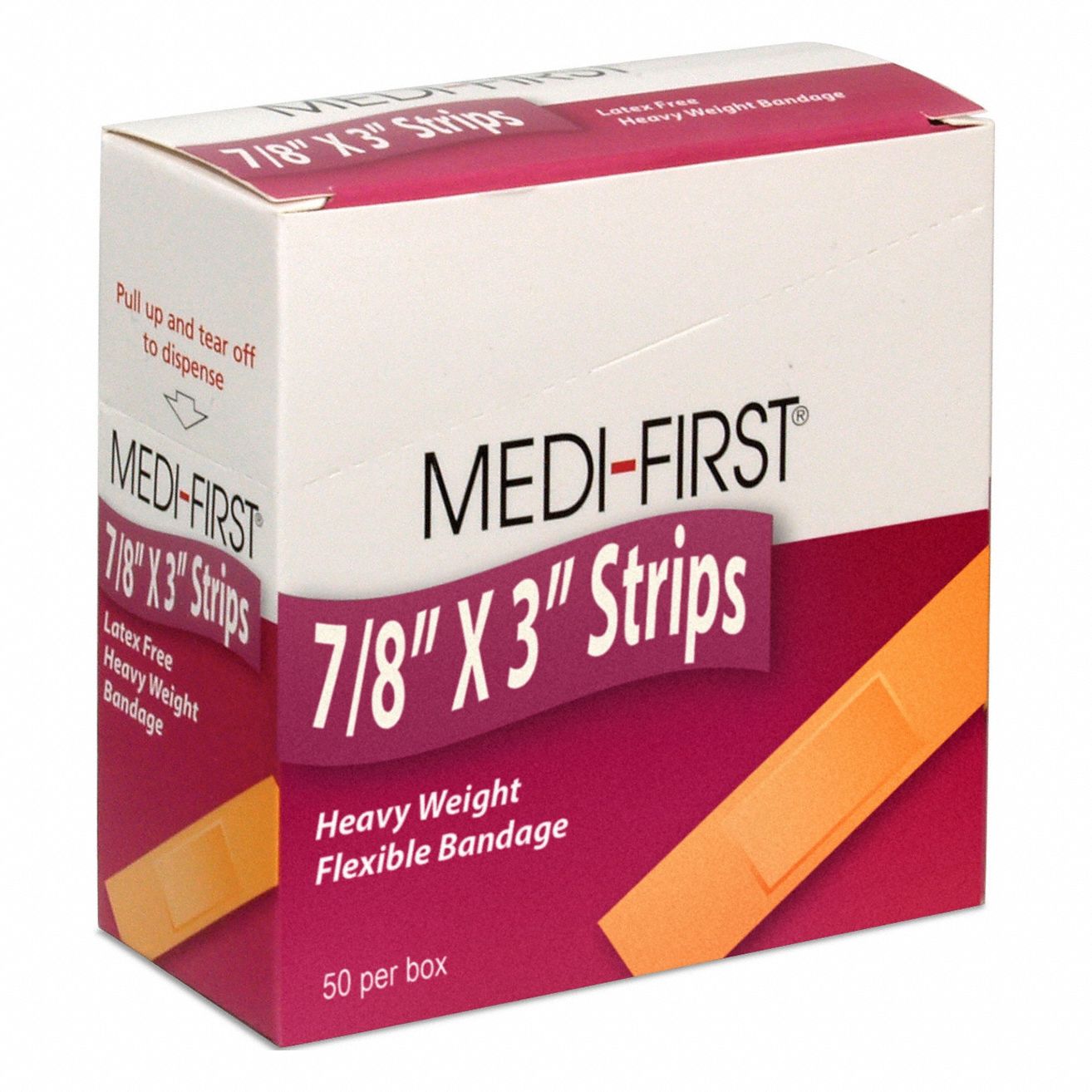 MEDI-FIRST, Strip Bandages, 7/8 in Wd, Adhesive Bandage - 3JMG3|61450 ...