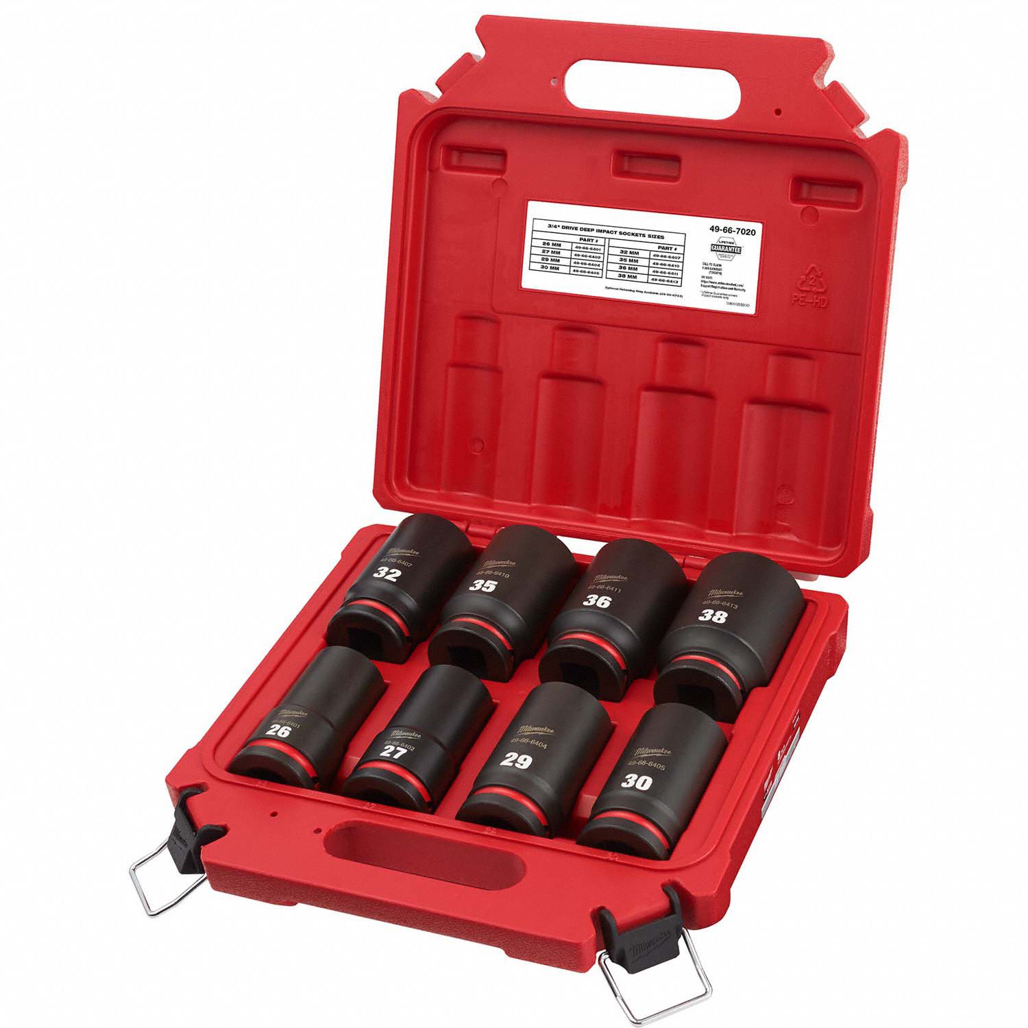 MILWAUKEE, 3/4 in Drive Size, 8 Pieces, Impact Socket Set - 61DP07|49 ...