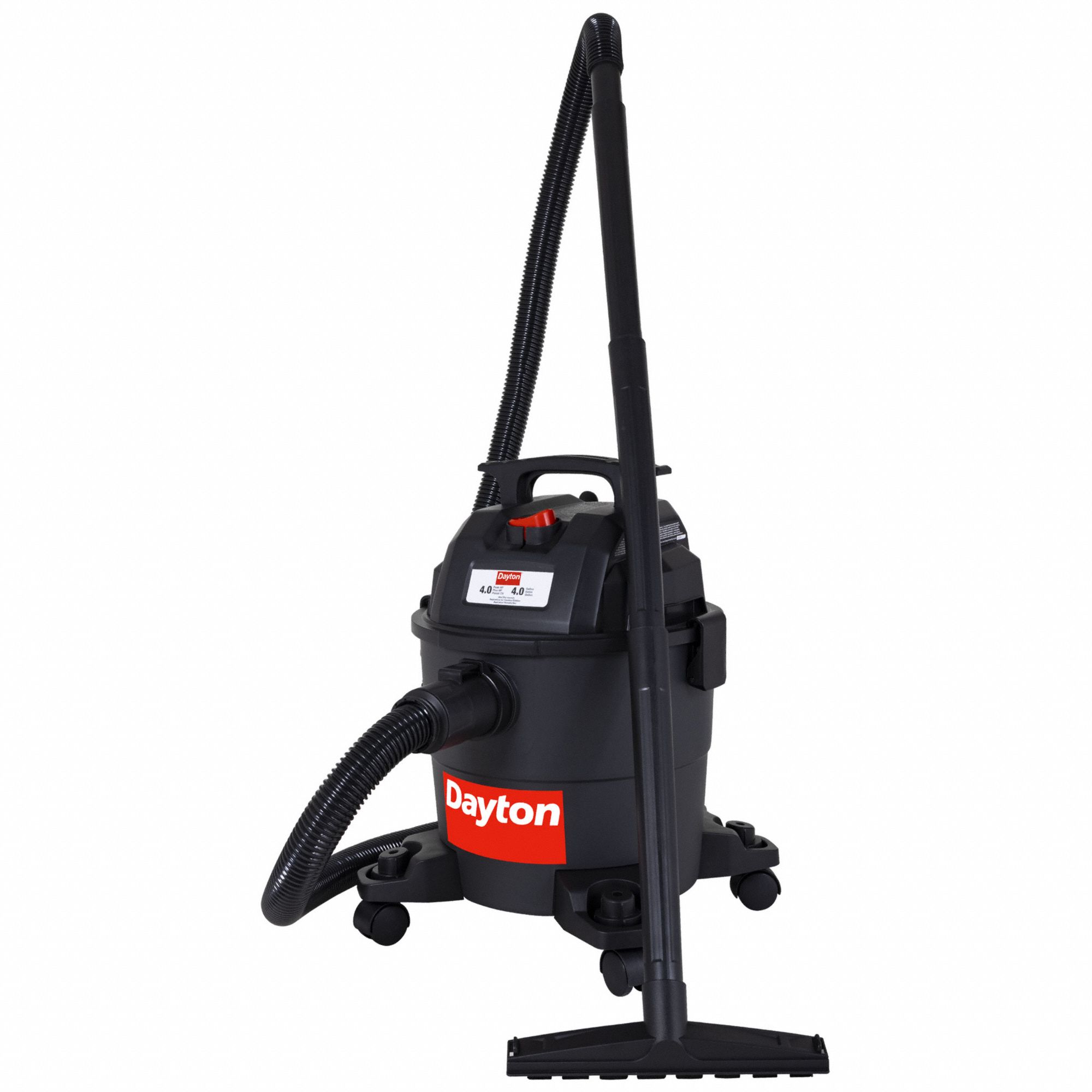 DAYTON Shop Vacuum: 4 gal Tank Size, Plastic, 1 1/4 in Vacuum Hose Dia ...