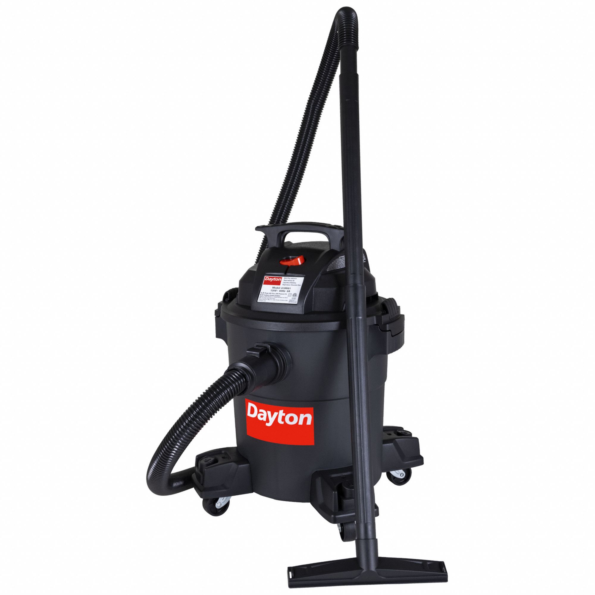 DAYTON Shop Vacuum: 6 gal Tank Size, Plastic, 1 1/4 in Vacuum Hose Dia ...