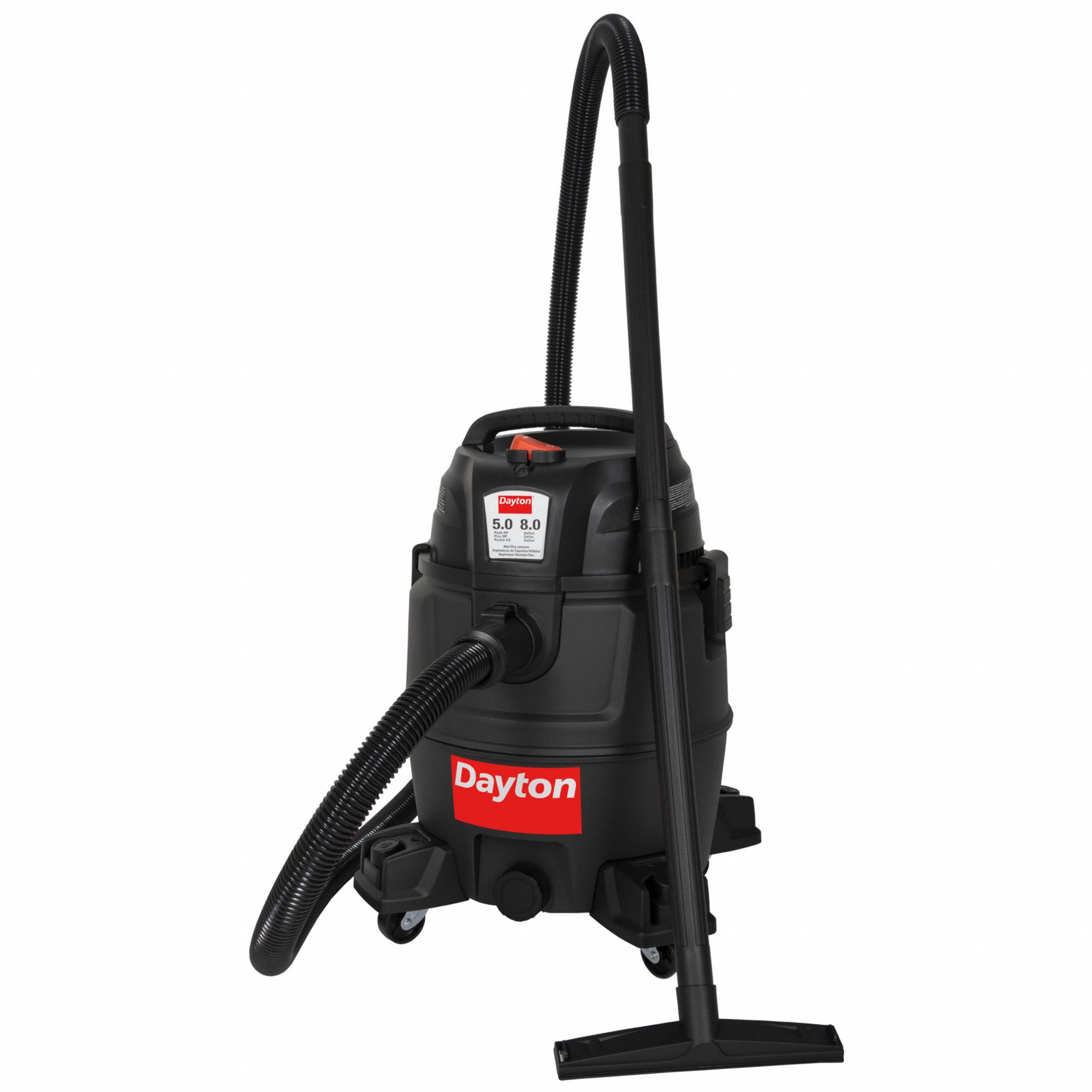 DAYTON Shop Vacuum: 8 gal Tank Size, Plastic, 1 1/4 in Vacuum Hose Dia ...