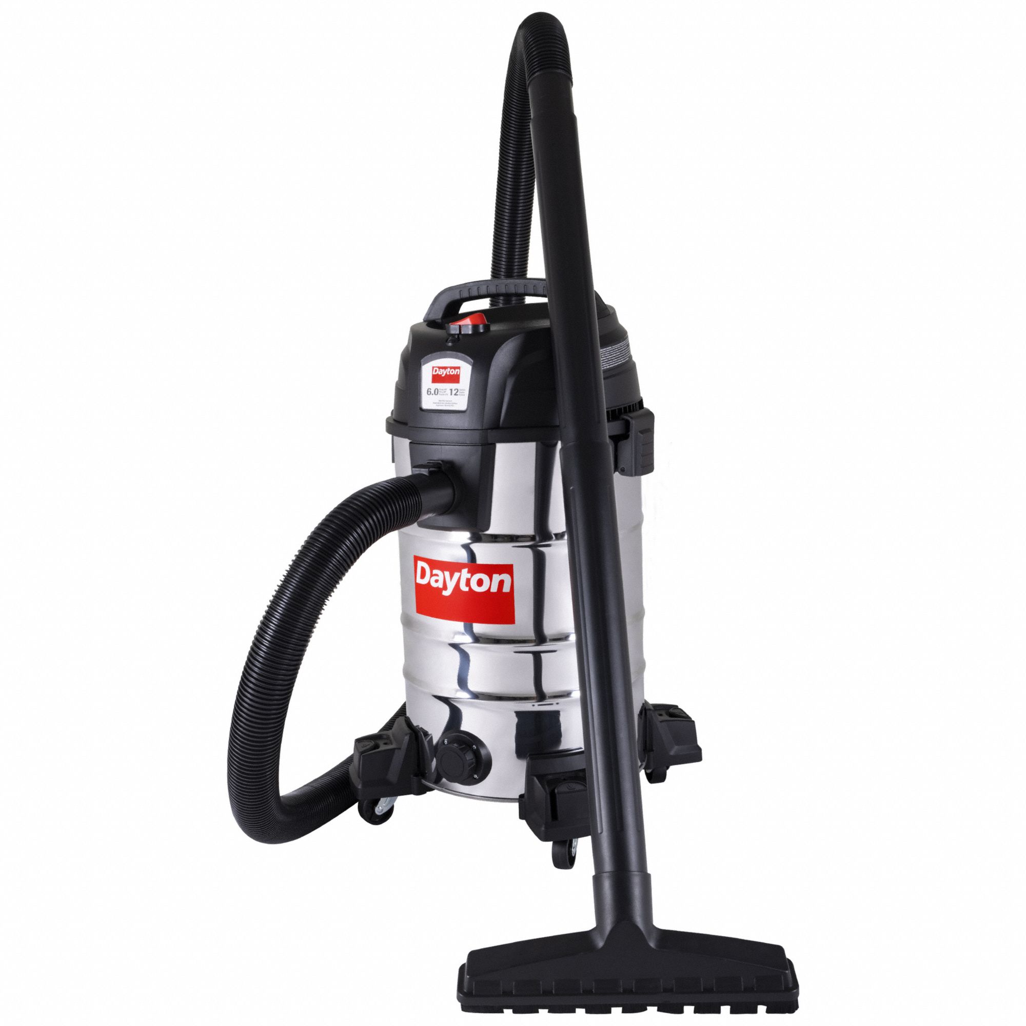 DAYTON Shop Vacuum: 12 gal Tank Size, Stainless Steel, 2 1/2 in Vacuum ...