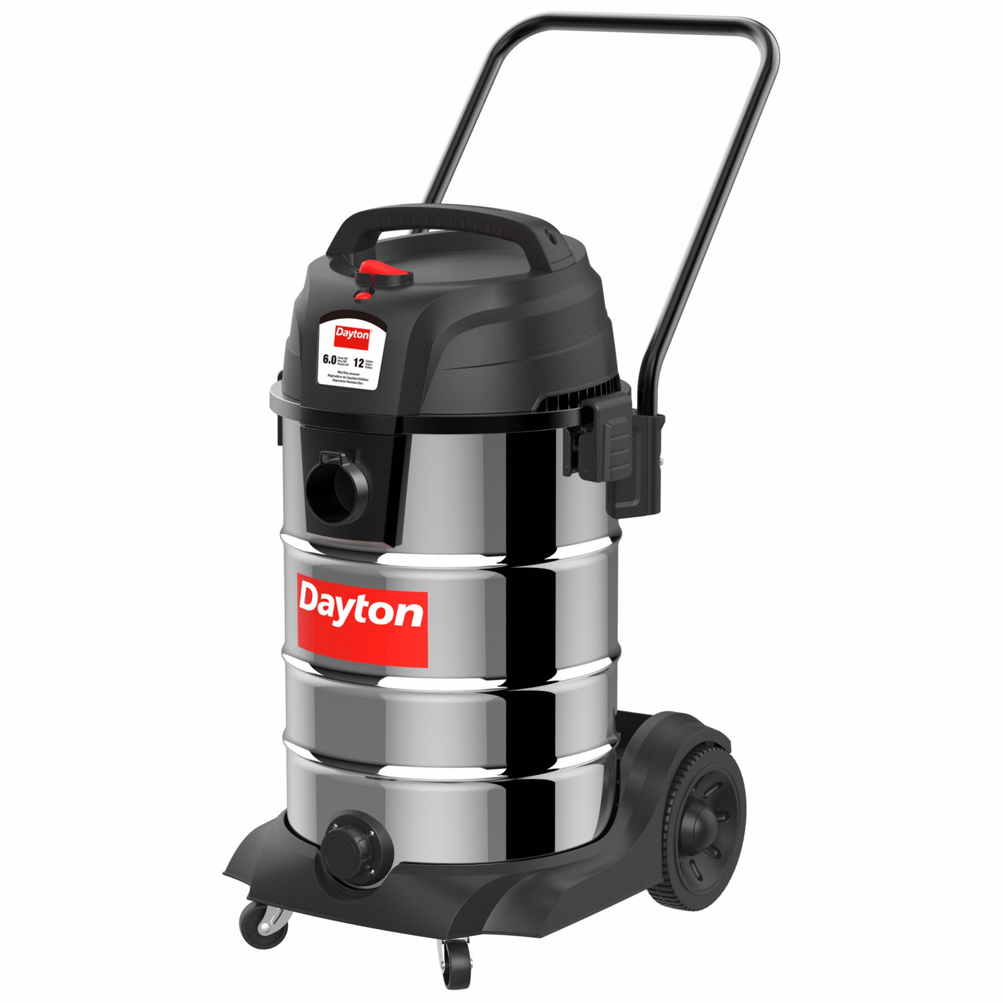 DAYTON, 12 gal Tank Size, Stainless Steel, Shop Vacuum - 61HV91|61HV91 ...