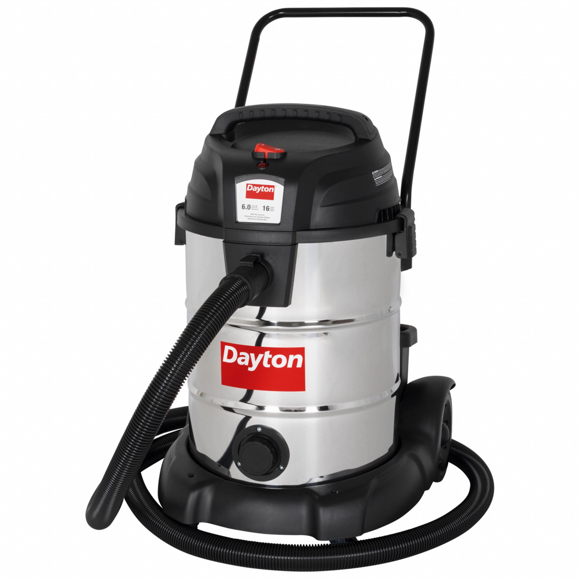 DAYTON, 16 gal Tank Size, Stainless Steel, Shop Vacuum - 61HV92|61HV92 ...