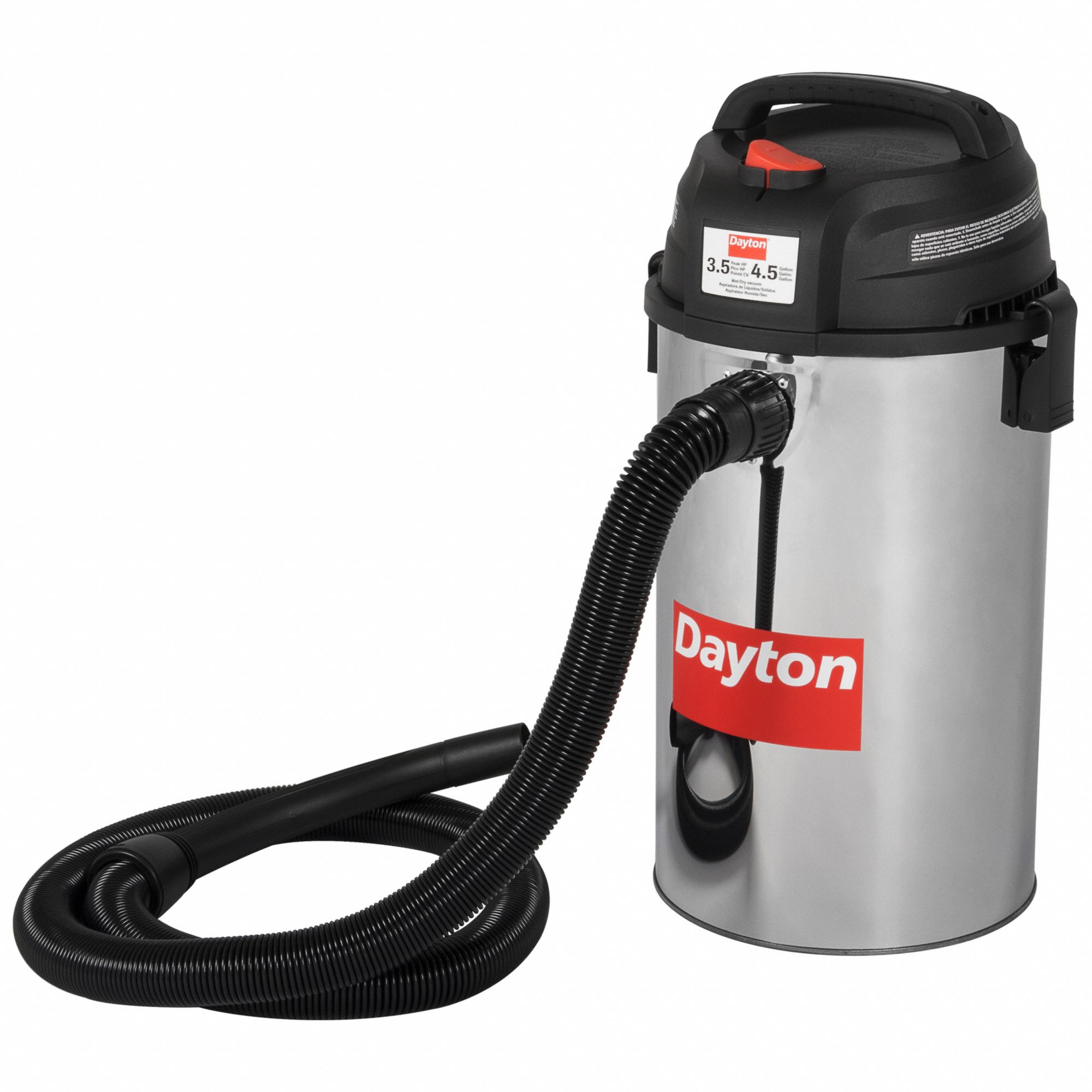 DAYTON, 5 gal Tank Size, Stainless Steel, Shop Vacuum - 61HV95|61HV95 ...