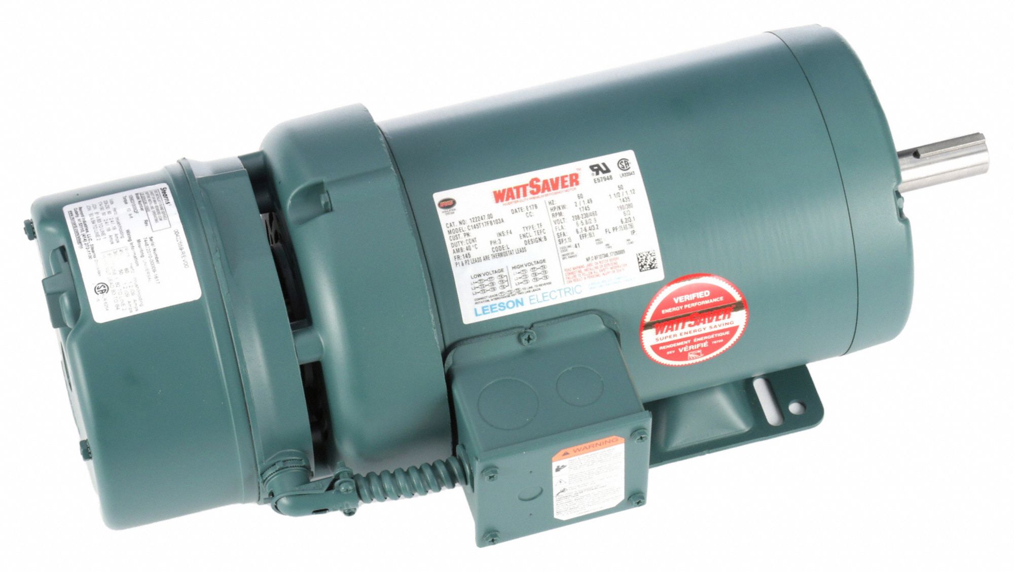 LEESON, Totally Enclosed Fan Cooled, 2 hp Horsepower, Brake Motor ...