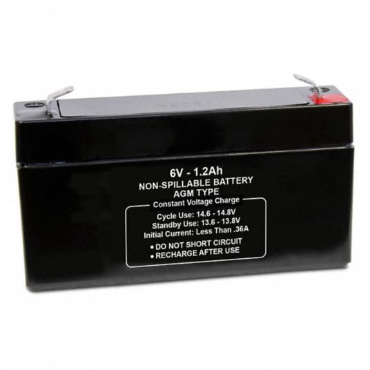 6V DC, 1.2 Ah Capacity, Sealed Lead Acid Battery - 61KW55|47011 - Grainger