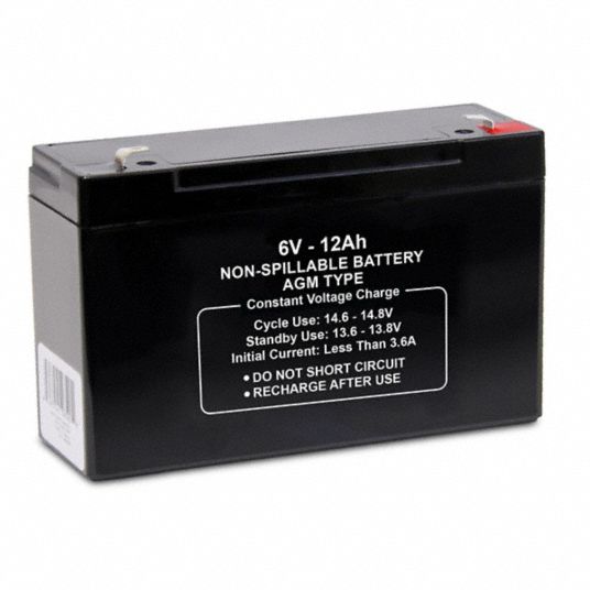 6V DC, 12 Ah Capacity, Sealed Lead Acid Battery - 61KW63|47019 - Grainger