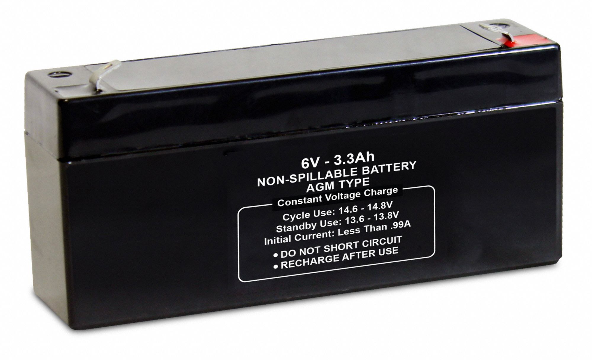 6V DC, 3.3 Ah Capacity, Sealed Lead Acid Battery - 61KW73|47029 - Grainger