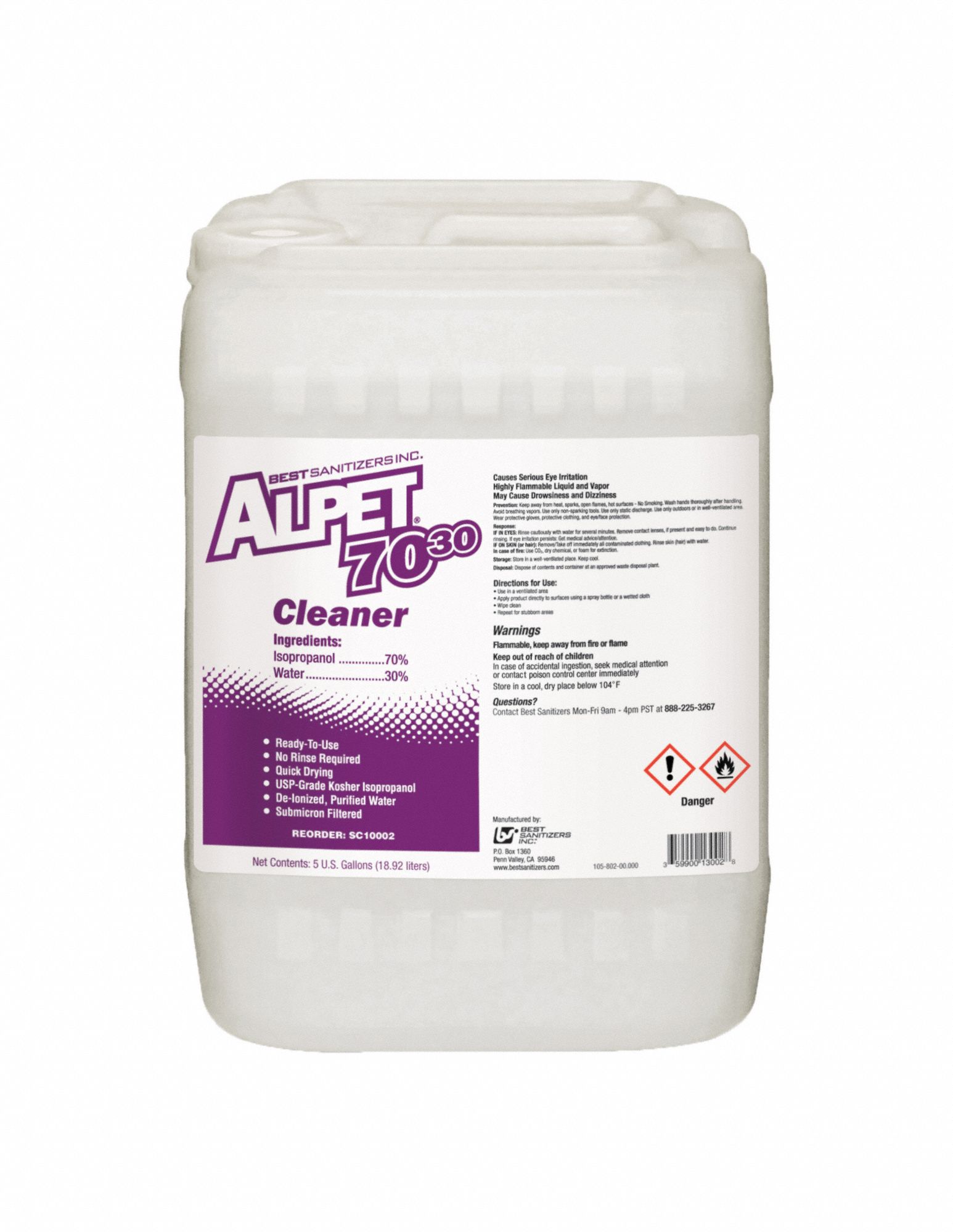 ALPET, Bucket, 5 gal Container Size, All Purpose Cleaner - 61KX49 ...