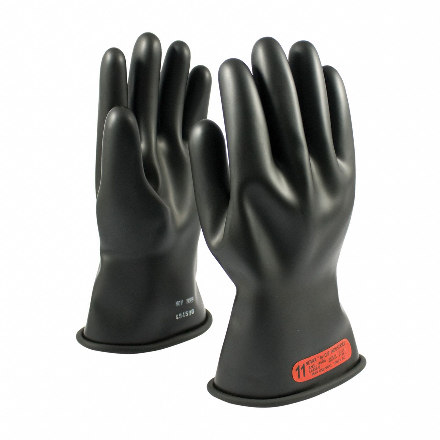 NOVAX CLASS 0 ELECTRICAL GLOVE, 1000V AC/1500V DC, 11 IN L, STRAIGHT ...