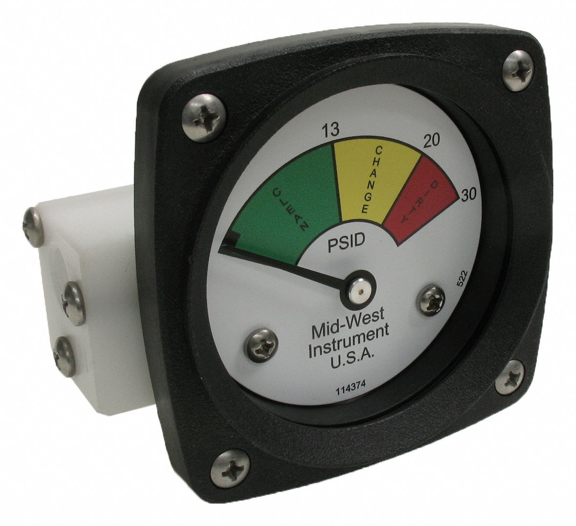 MIDWEST INSTRUMENT, 1,000 psig Max. Static Pressure, 522, 3-Color ...