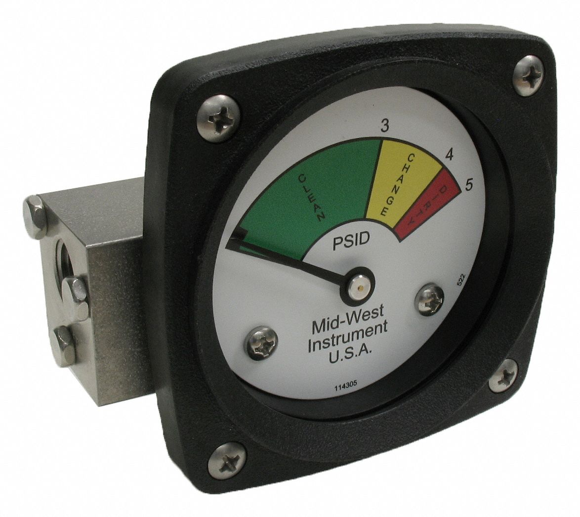 MIDWEST INSTRUMENT, 1,000 psig Max. Static Pressure, 522, 3-Color ...