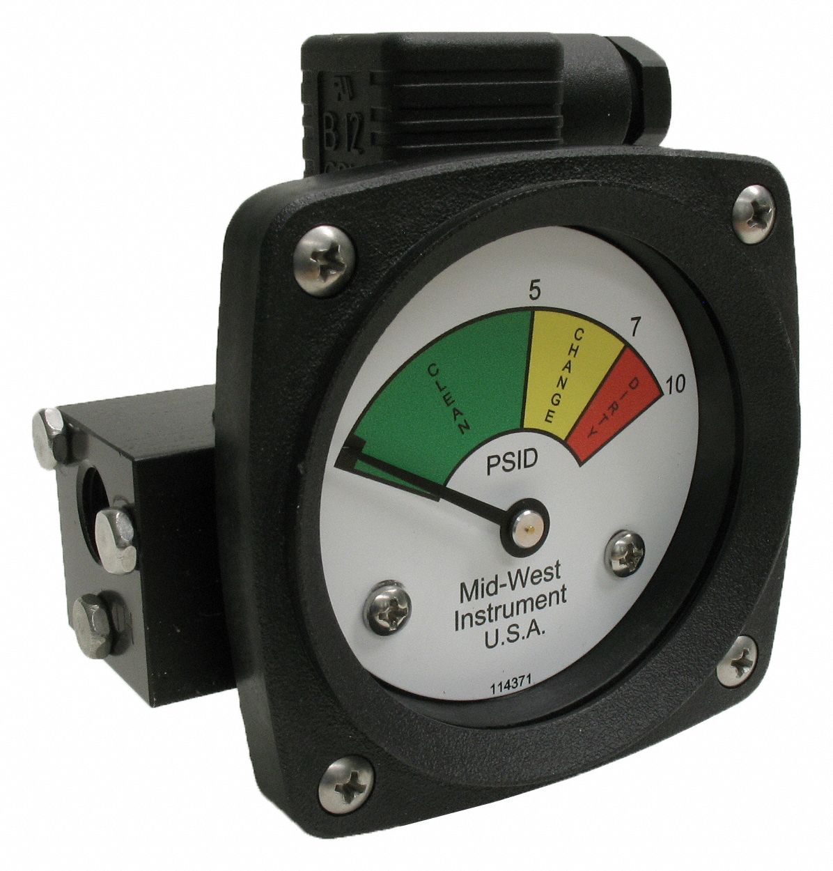 MIDWEST INSTRUMENT, 1,000 psig Max. Static Pressure, 522, 3-Color ...