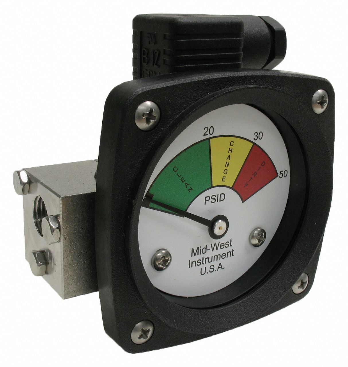 MIDWEST INSTRUMENT, 1,000 psig Max. Static Pressure, 522, 3-Color ...