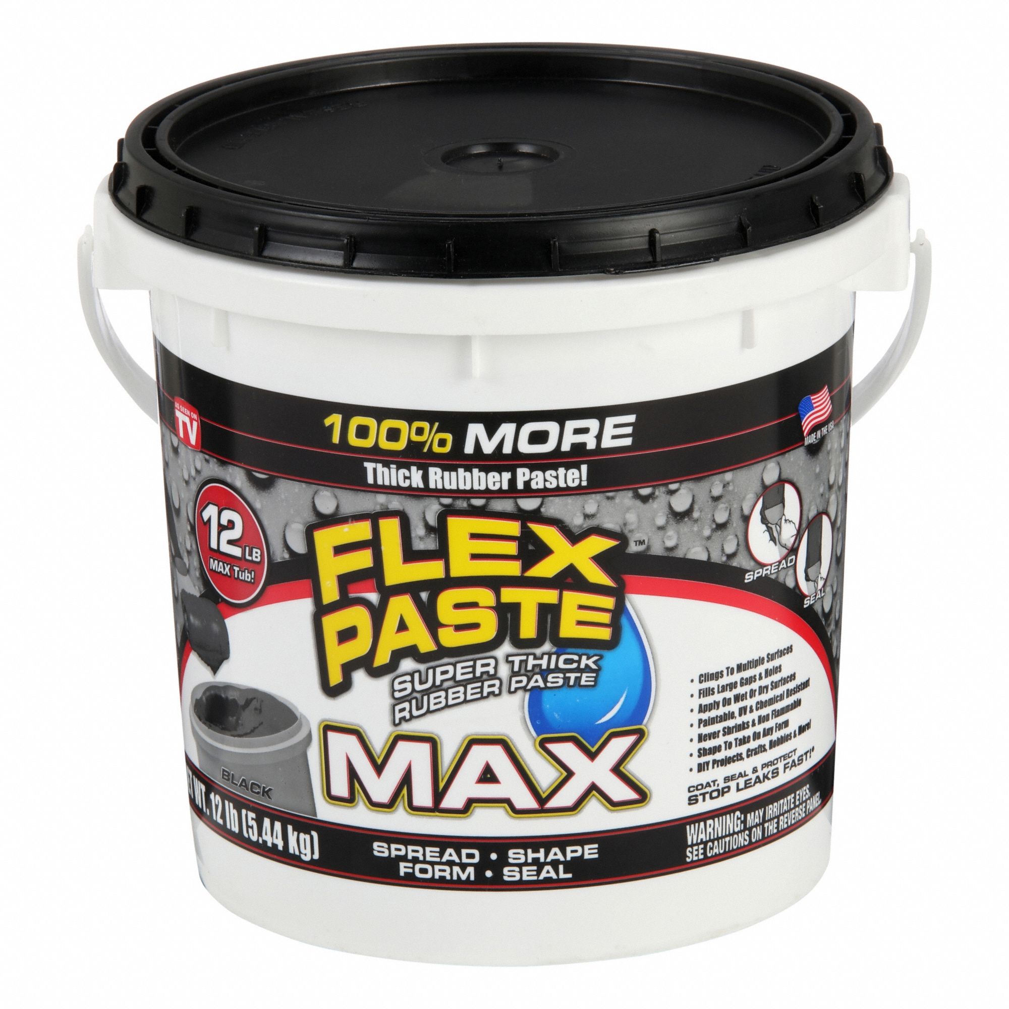 FLEX SEAL, Rubber, Black, Flex Paste Black MAX 12 lb - 61TJ22 ...