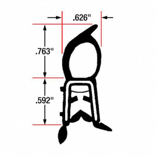FAIRCHILD, Top Bulb, EPDM, Edge Grip Seal - 61UK40|1808-15 - Grainger