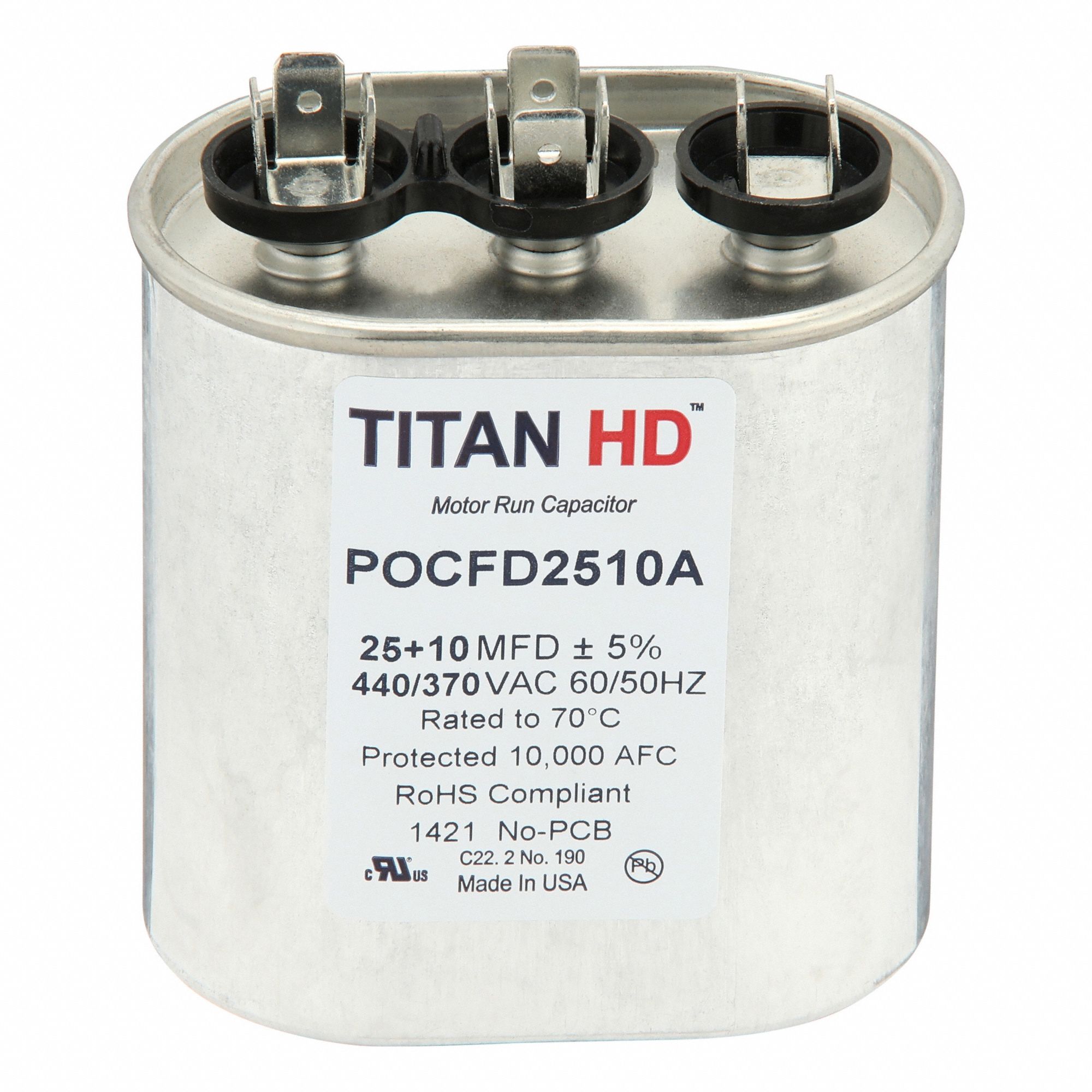 TITAN HD, Oval, 440/370V AC, Motor Dual Run Capacitor - 61UN50 ...