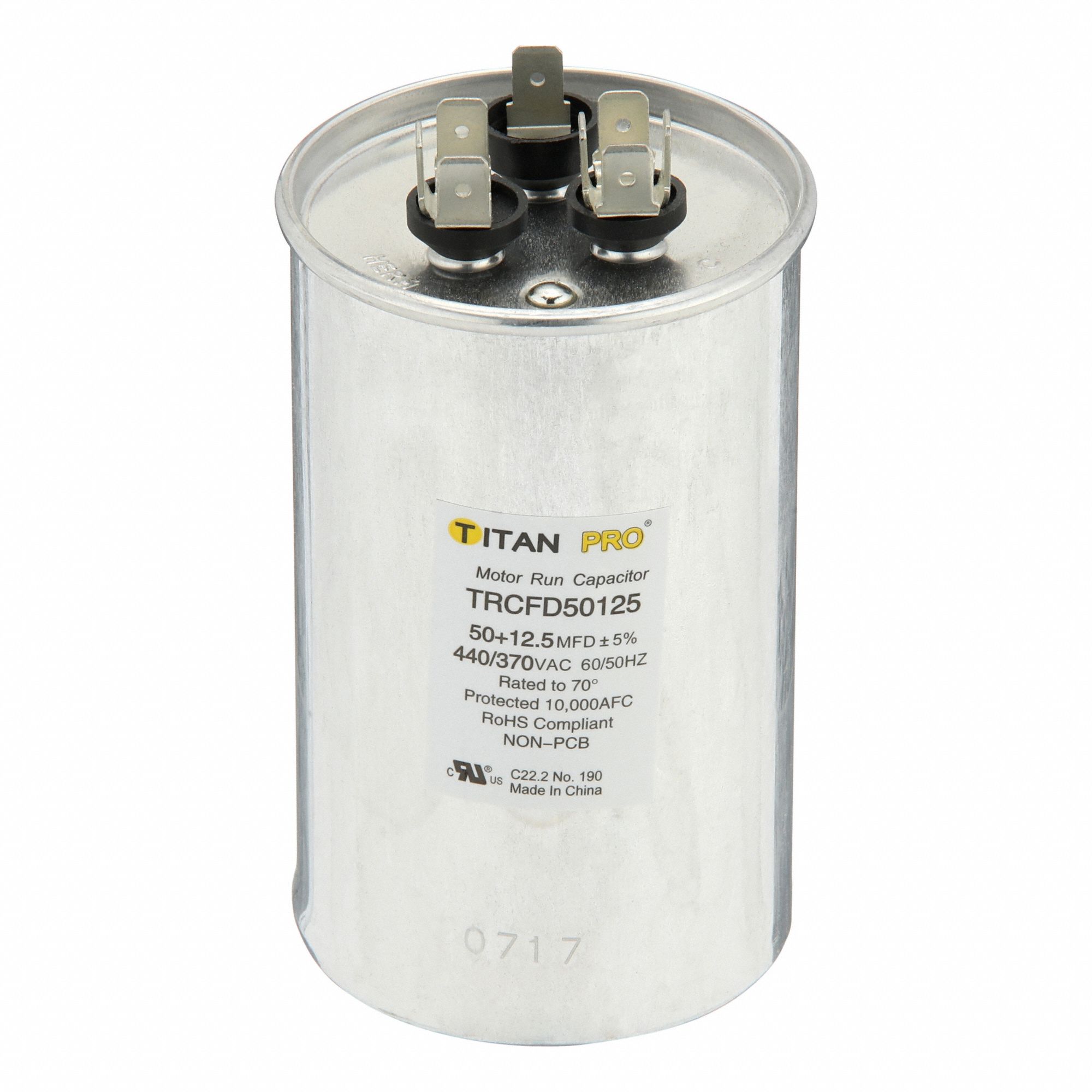 TITAN PRO, Round, 440V AC, Motor Dual Run Capacitor - 61UP10|TRCFD50125 ...