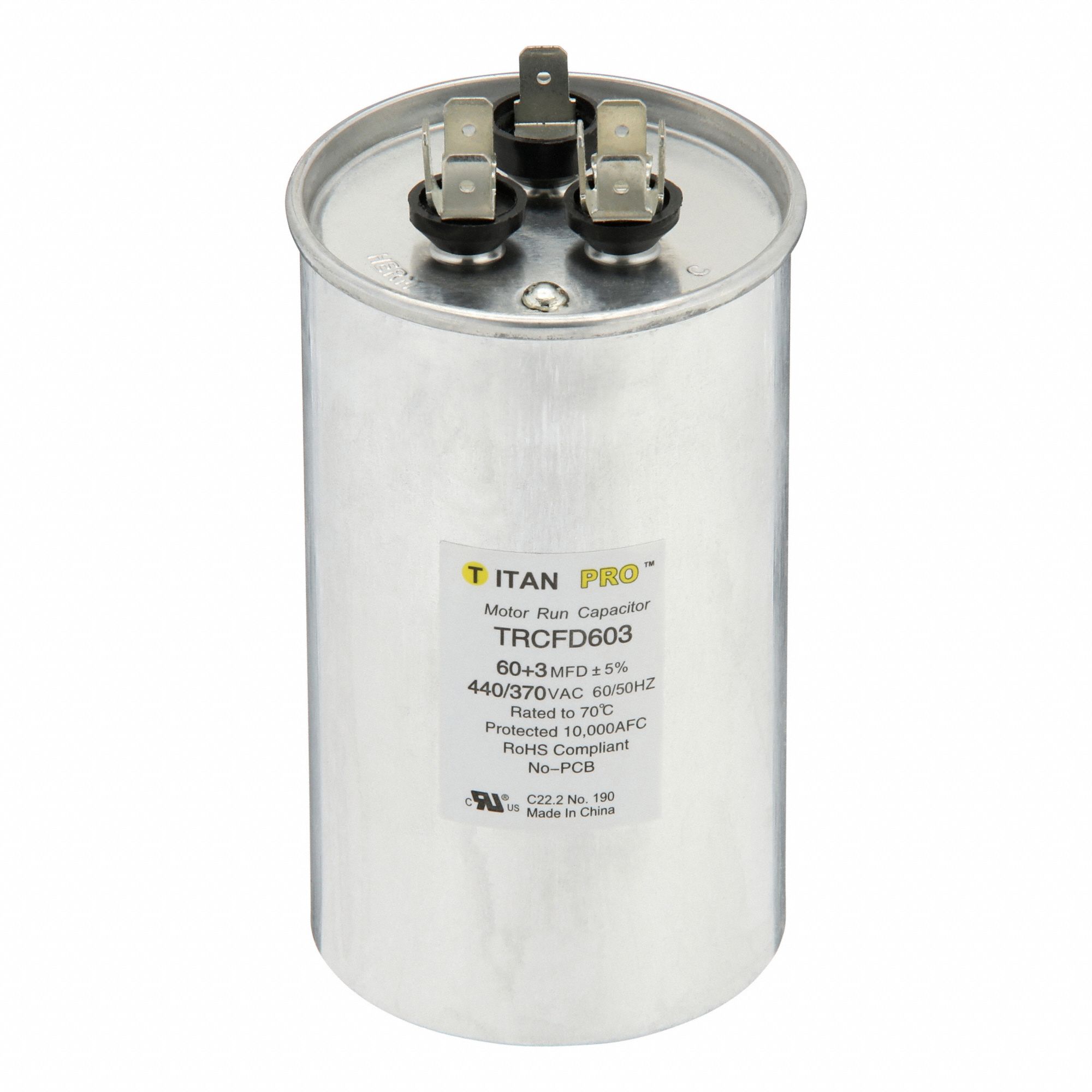 TITAN PRO, Round, 440V AC, Motor Dual Run Capacitor - 61UP11|TRCFD603 ...