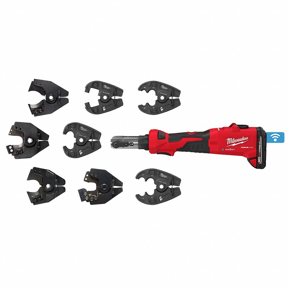 MILWAUKEE Cordless Crimping Tool Kit: 6 ton Max. Crimping Force, W ...