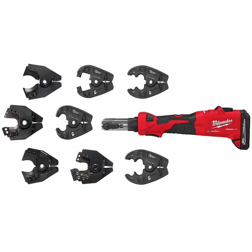 MILWAUKEE Cordless Crimping Tool Kit: 6 ton Max. Crimping Force, W ...