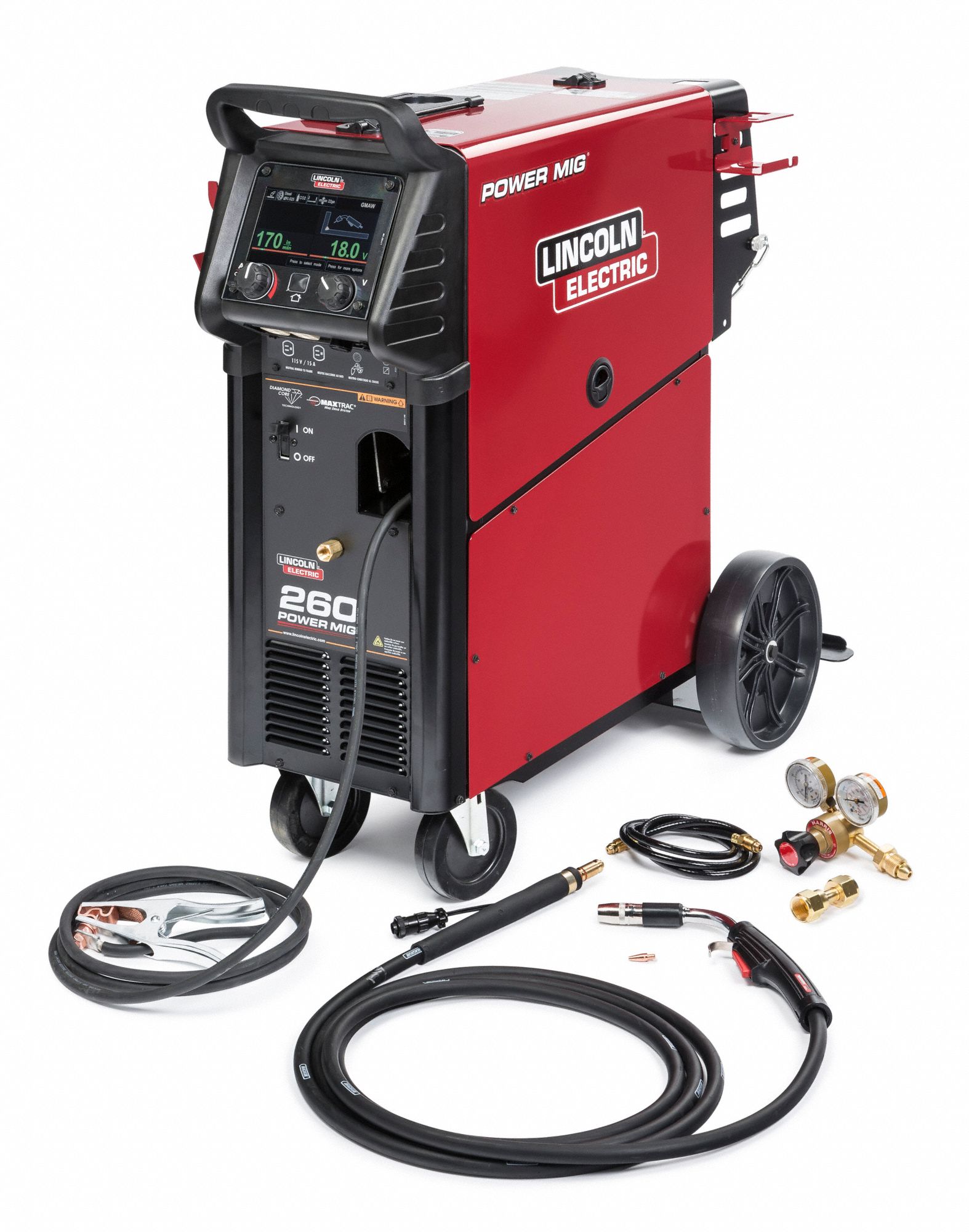 LINCOLN ELECTRIC, Power MIG 260, MIG Pack w/Running Gear, MIG Welder ...
