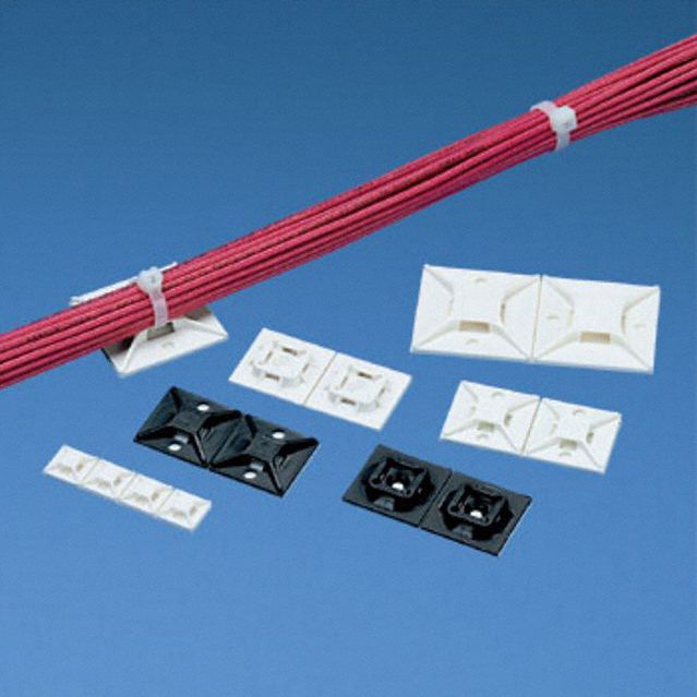 PANDUIT Cable Tie Mounting Base: 0.2 in Slot Wd, 0.06 in Slot Ht, White ...
