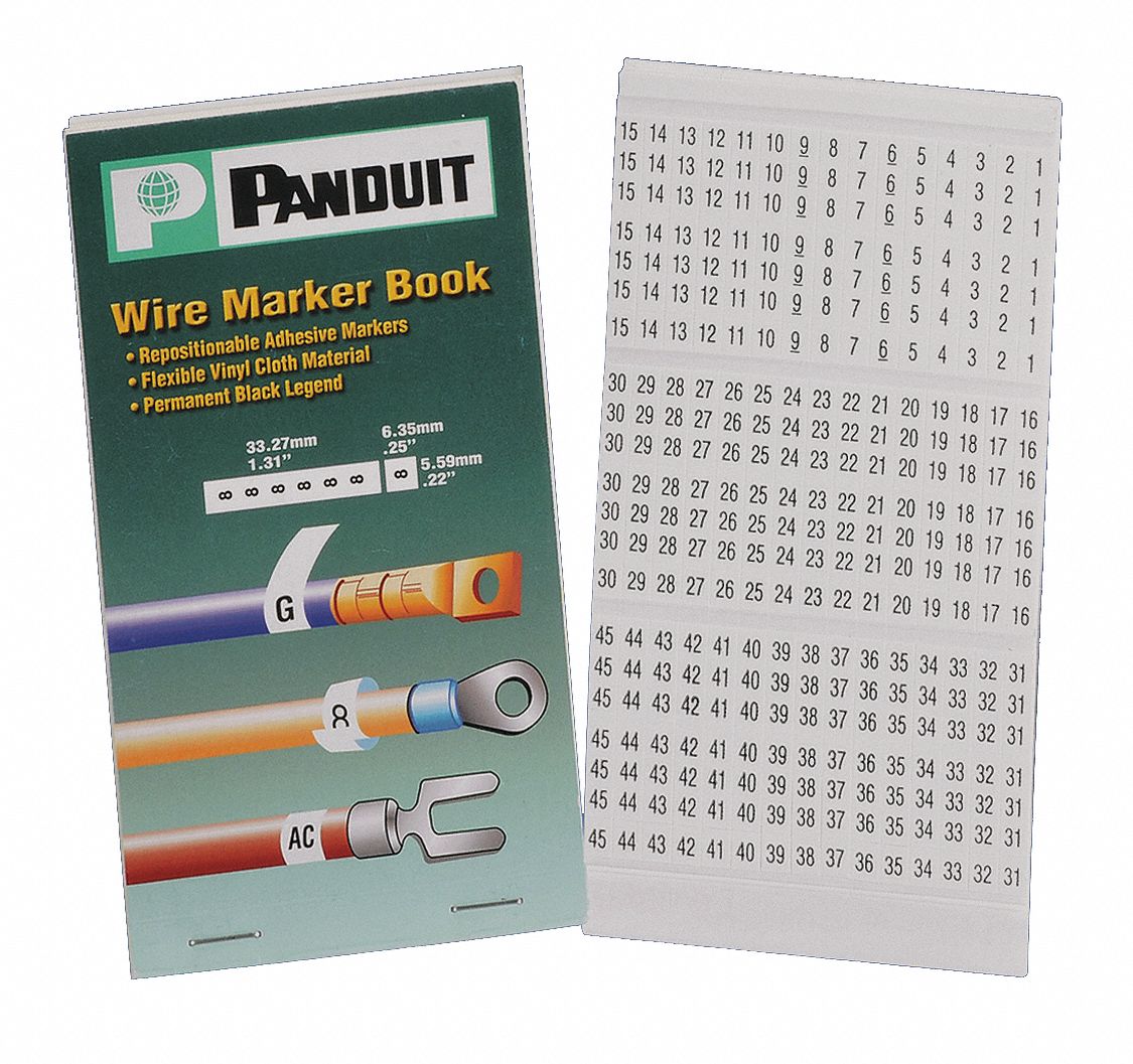 Wire Marker Book,Vinyl Cloth,1-45 - Grainger