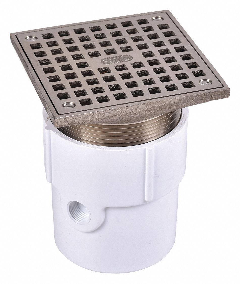 OATEY, Adj PVC Drain 3" or 4",5"Nickel Sq St - 62RD88|72237 - Grainger