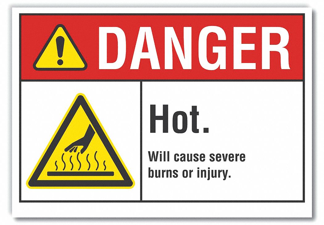 Polyester, Adhesive Sign Mounting, Hot Surface Danger Label - 62TD56 ...