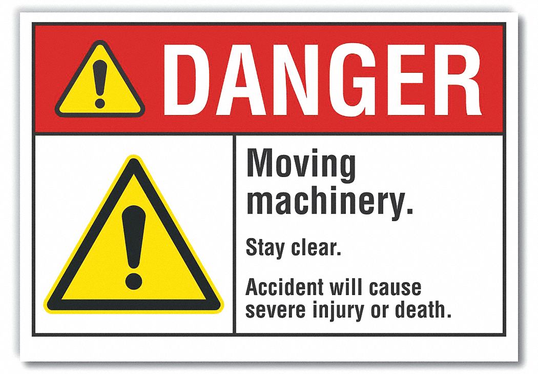 Polyester, Adhesive Sign Mounting, Moving Machinery Danger Label ...